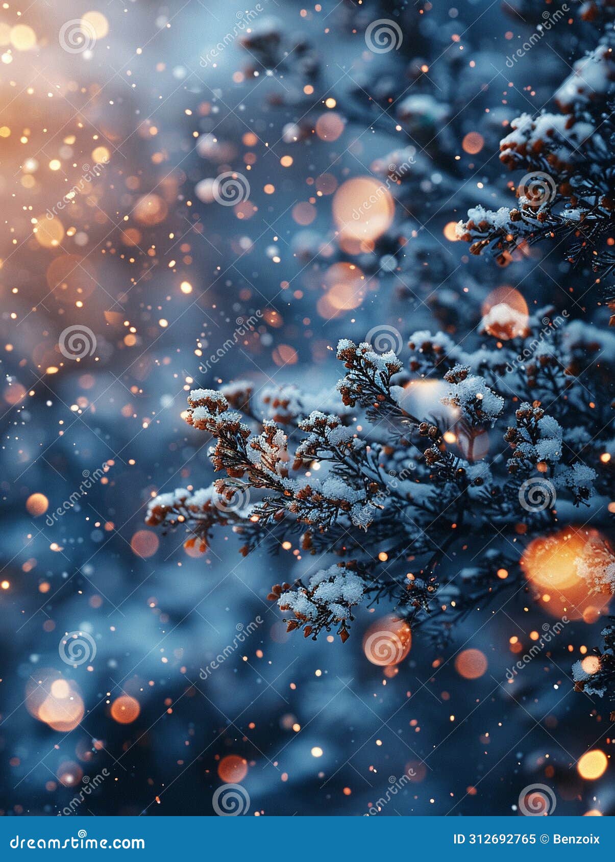 Snowflakes Gently Falling Against the Backdrop of a Night Sky Stock ...