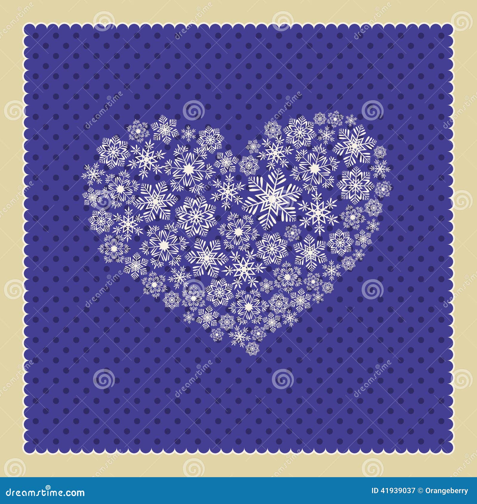 Snowflakes in heart shaped stock vector. Illustration of blue - 41939037