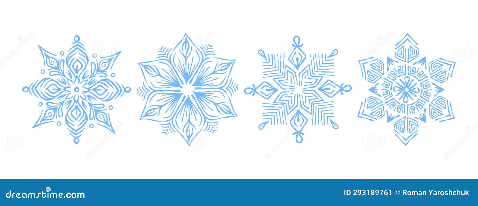 Snowflakes Icons. Hand Drawn Snowflakes. Different Kinds of Snowflakes ...