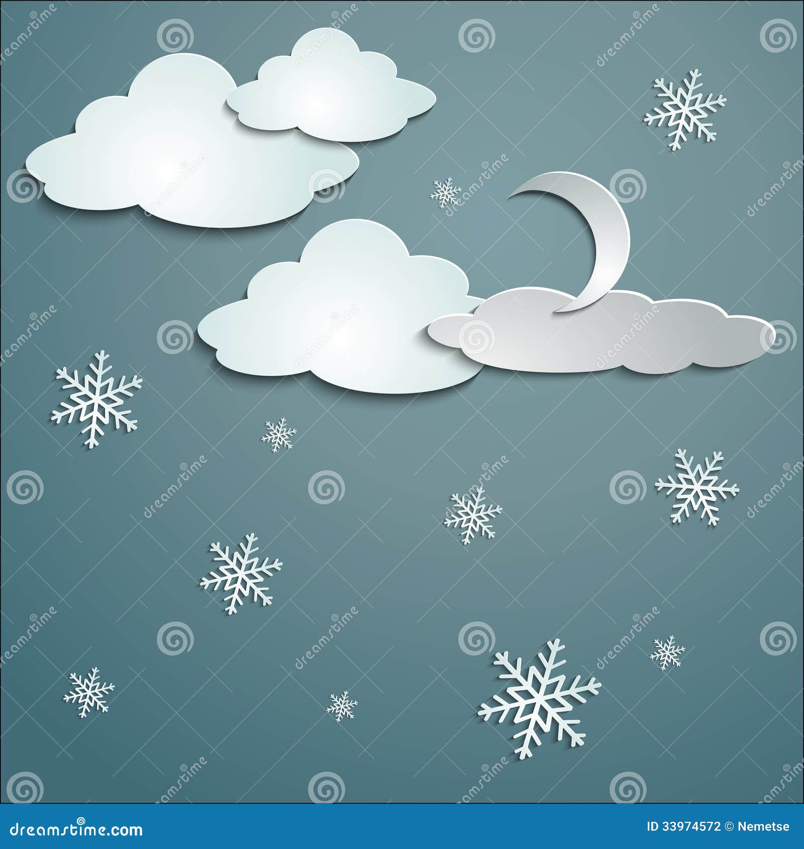 Snowflakes, moon stock vector. Illustration of cold, snowing - 33974572
