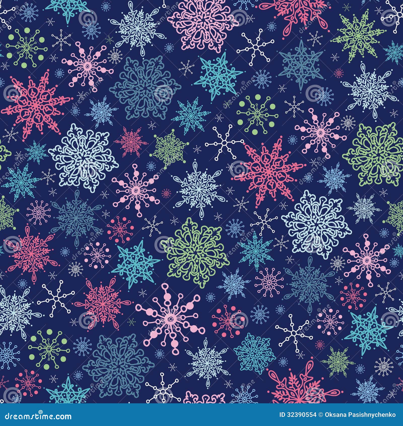 Snowflakes on Night Sky Seamless Pattern Stock Vector - Illustration of ...