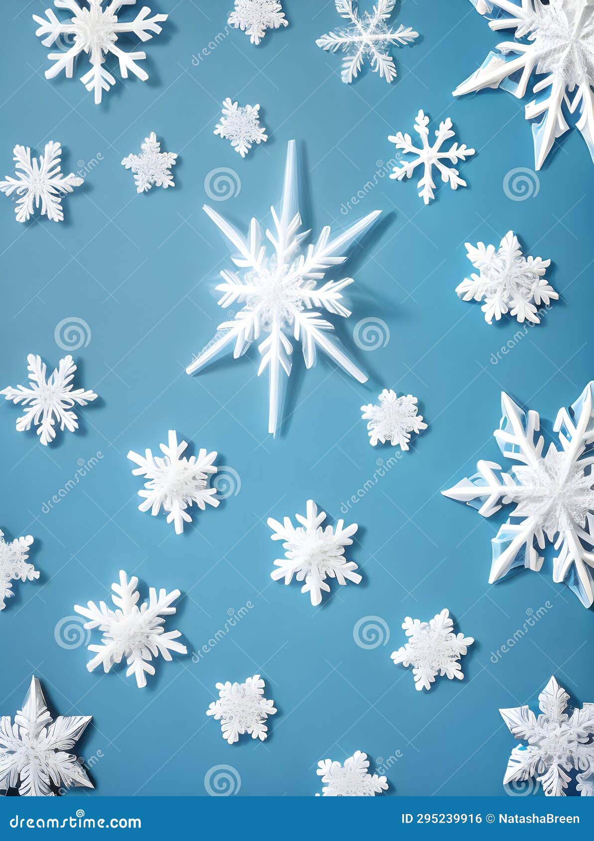 Snowflakes Painted Background Realistic Neutral Colors. Stock Photo ...