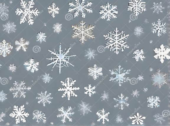 Snowflakes Painted on Flat Neutral Background. Stock Illustration ...
