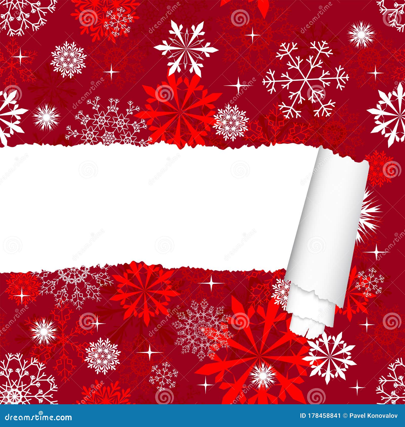 Snowflakes Pattern with Torn Stripe Stock Vector - Illustration of star ...