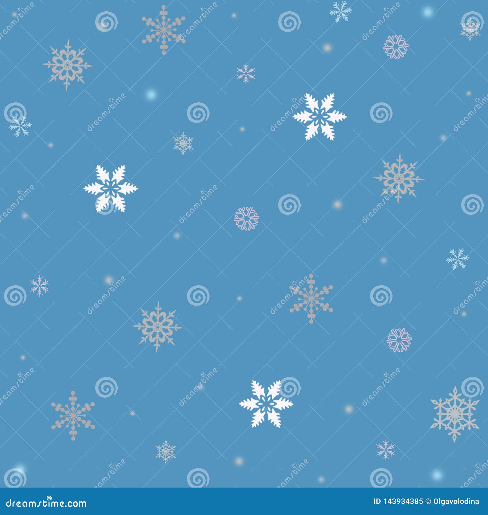 Snowflakes - Raster Pattern on a Blue Background Stock Illustration ...