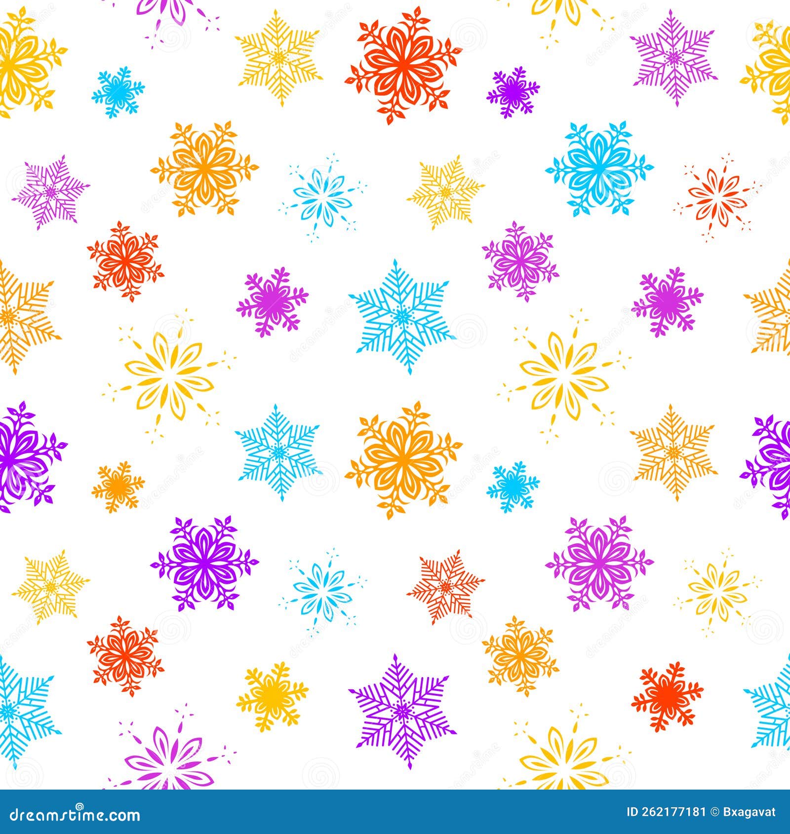 Pattern of Violet, Yellow, Blue and Orange Snowflakes Stock Vector ...