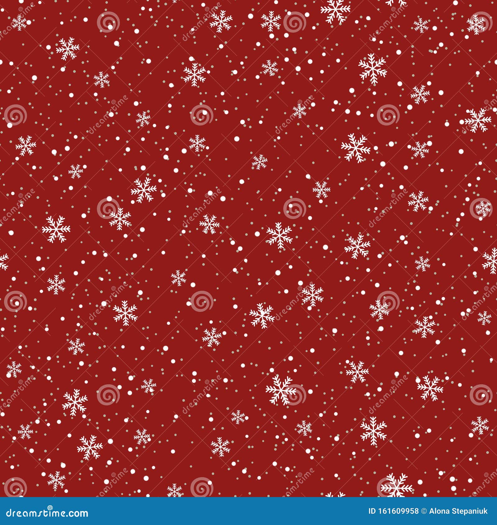 Snowflakes Seamless Pattern. Christmas Red Background. Snowfall Repeat ...