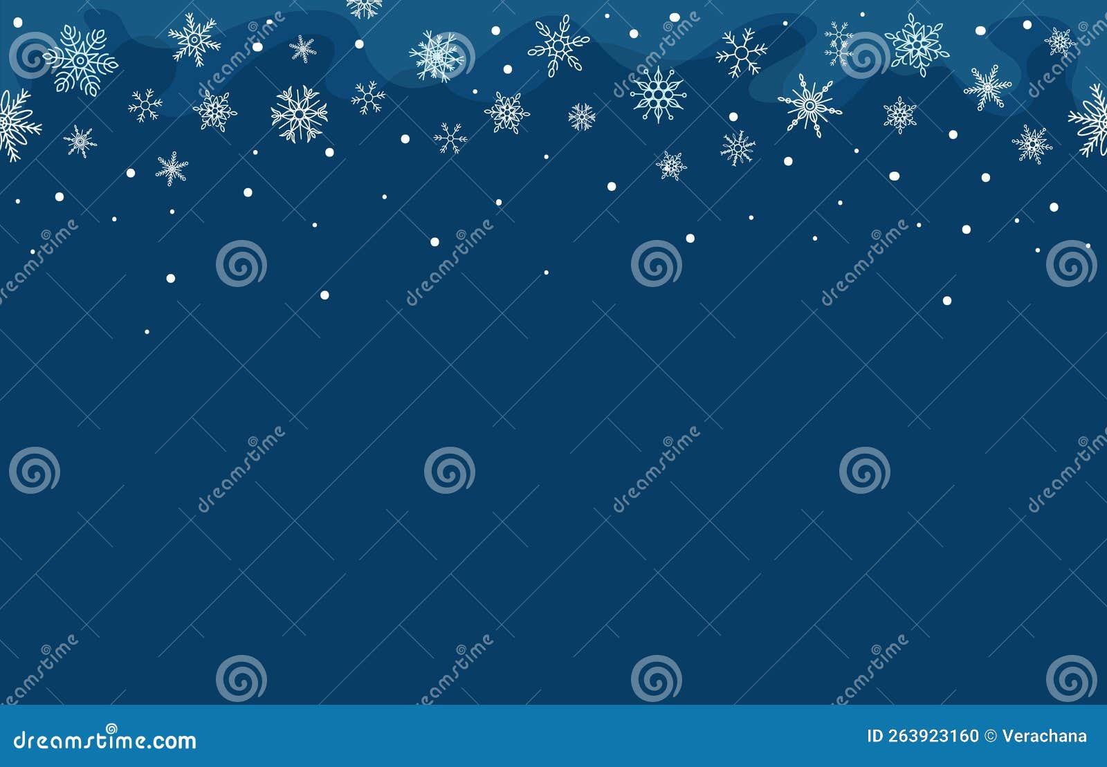 Snowflakes Seamless Stripe, Upper Horizontal on Blue Stock Vector ...