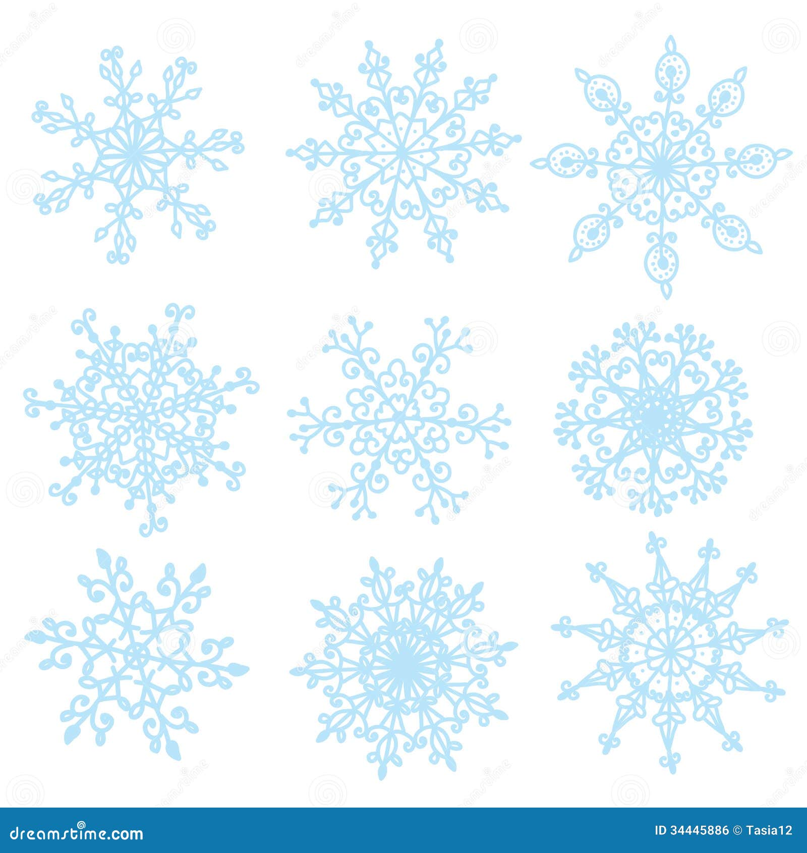 Snowflakes Set Funny Design Hand Drawn Stock Vector - Illustration of ...