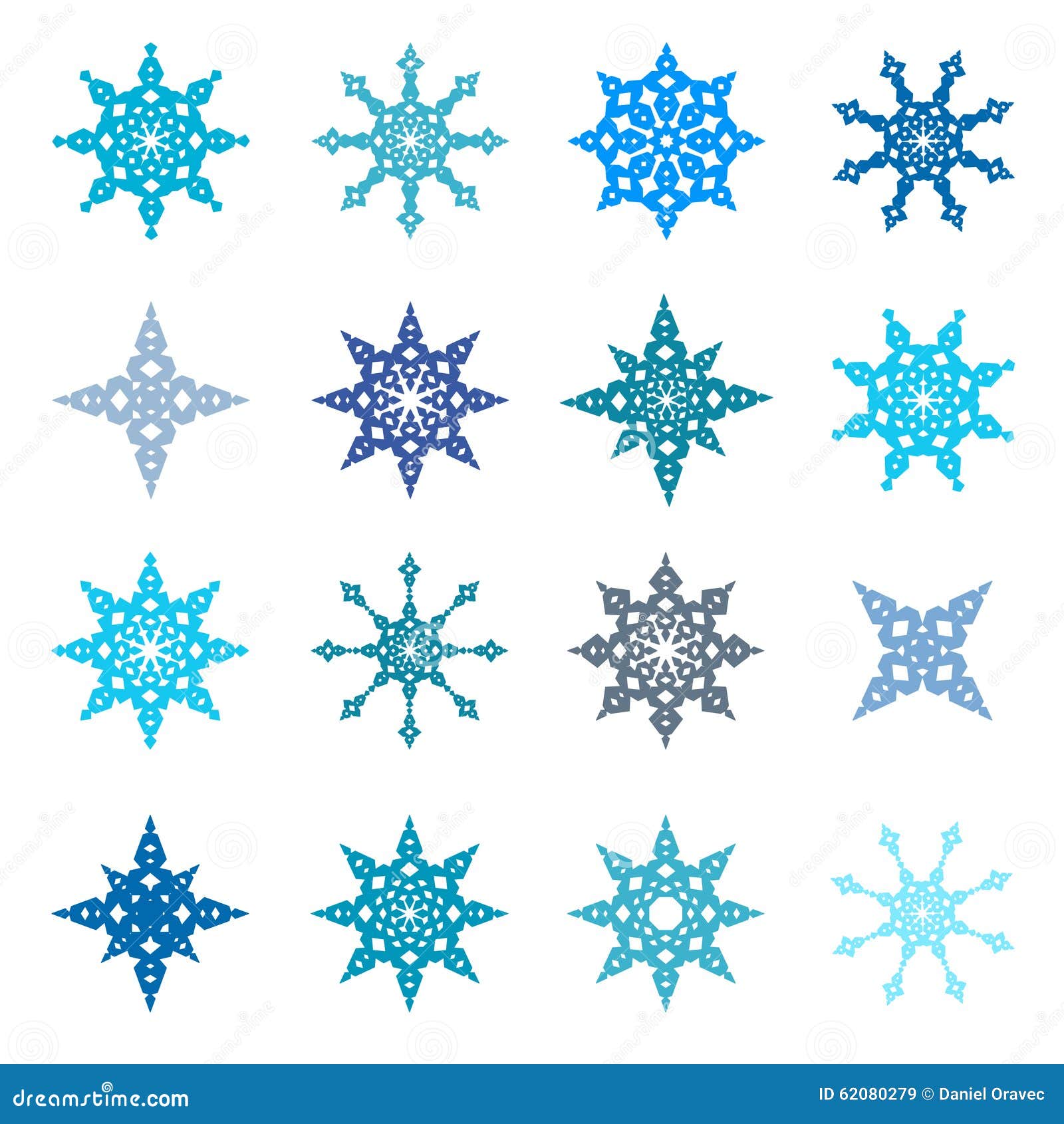 Snowflakes Set stock vector. Illustration of decorative - 62080279