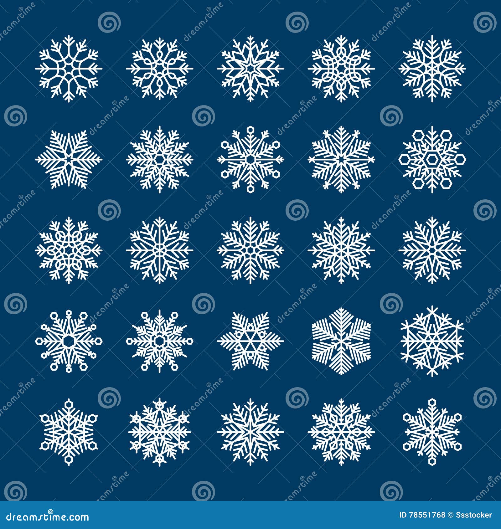 Snowflakes Set for Winter Holiday Invitations Stock Vector ...