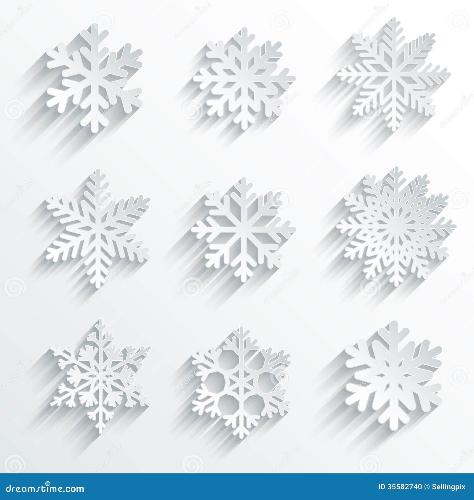 Snowflakes Shape Vector Icon Set. Stock Vector - Illustration of symbol ...