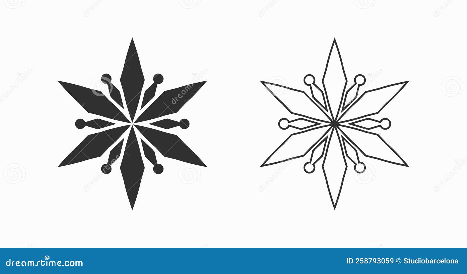 Snowflakes Stars Icons Isolated Stock Vector - Illustration of ...
