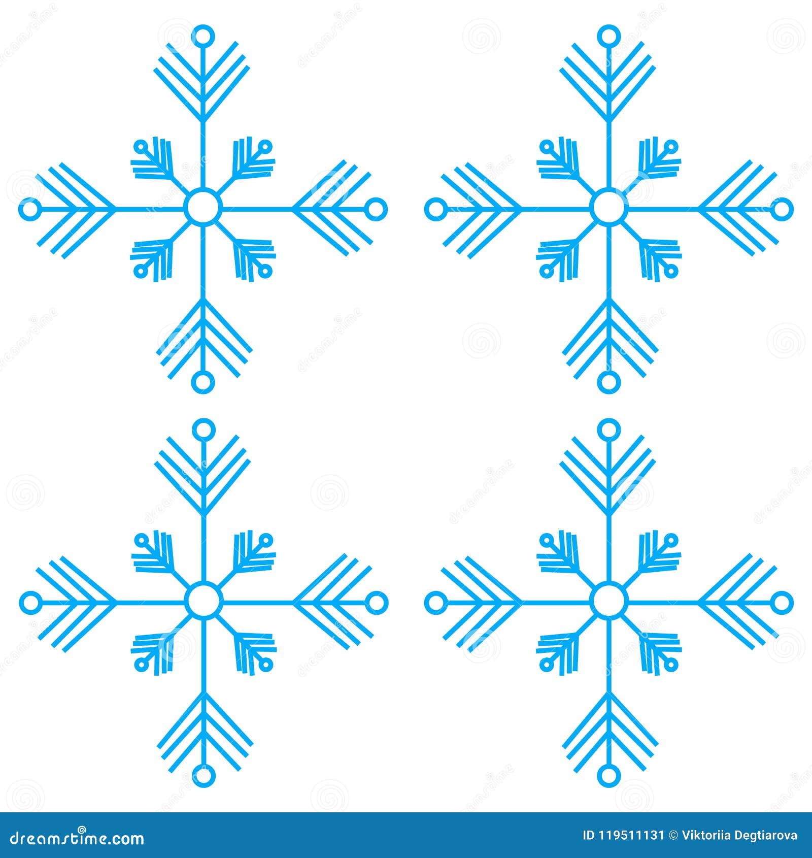 Snowflakes Thin Line Ftat Design Stock Vector - Illustration of ...