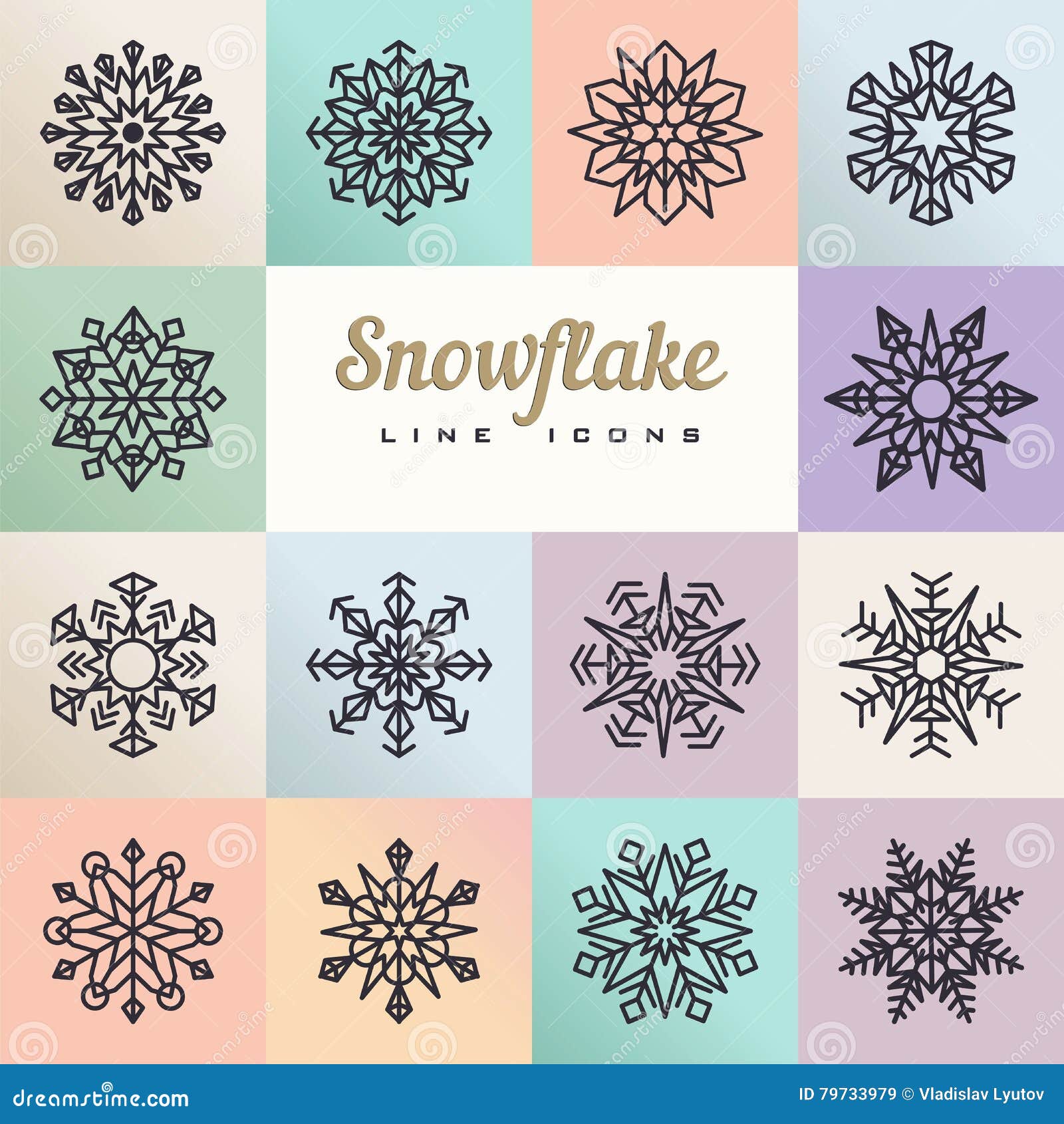 Snowflakes of Various Type and Squares. Stock Vector - Illustration of ...
