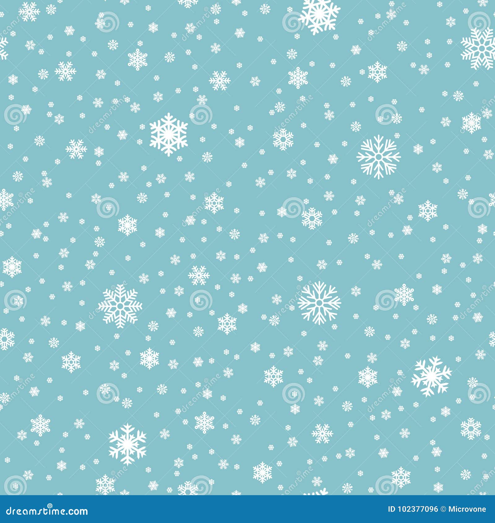 Snowflakes Vector Seamless Pattern. Snowfall Christmas Repeat Backdrop ...
