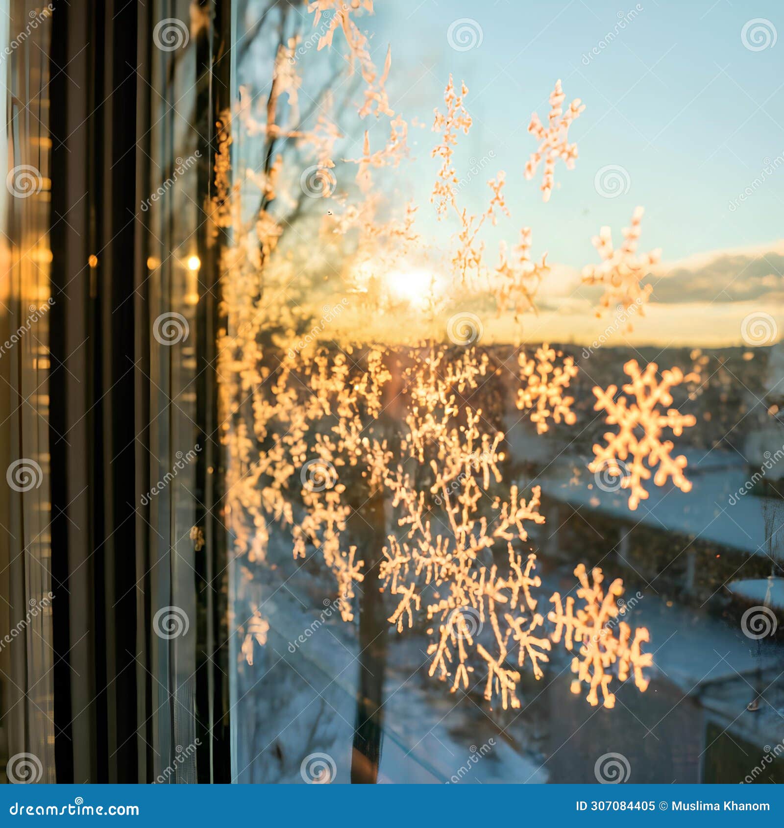 Snowflex on Window in Sunlight. Winter Photography of Frost on Windows ...