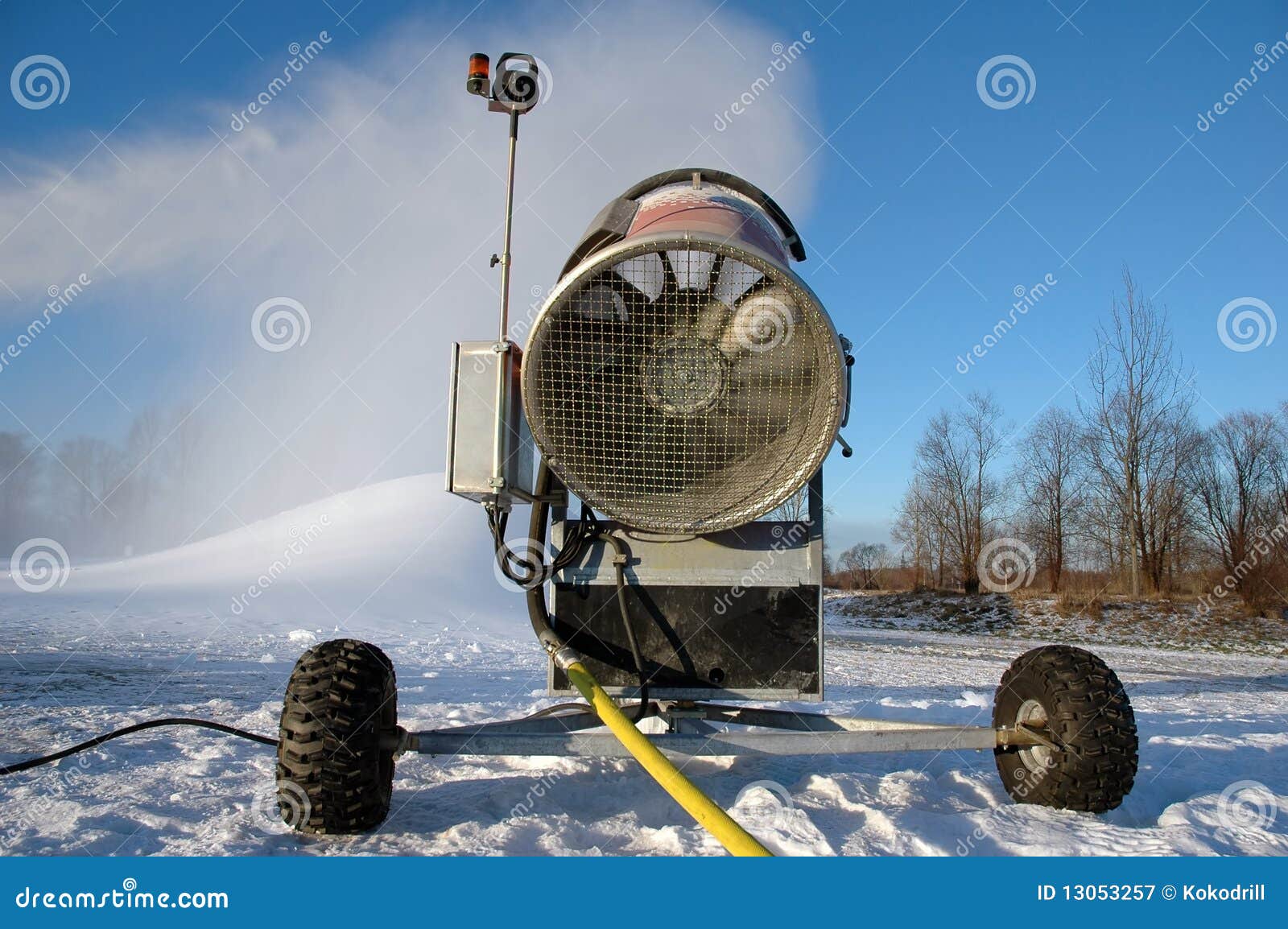 Snowgun working at winter stock image. Image of equipment - 13053257