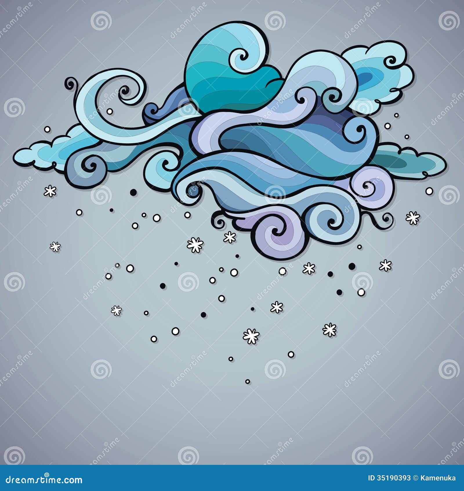 Snowing Cloud Swirls. Vector Template Stock Vector - Illustration of ...