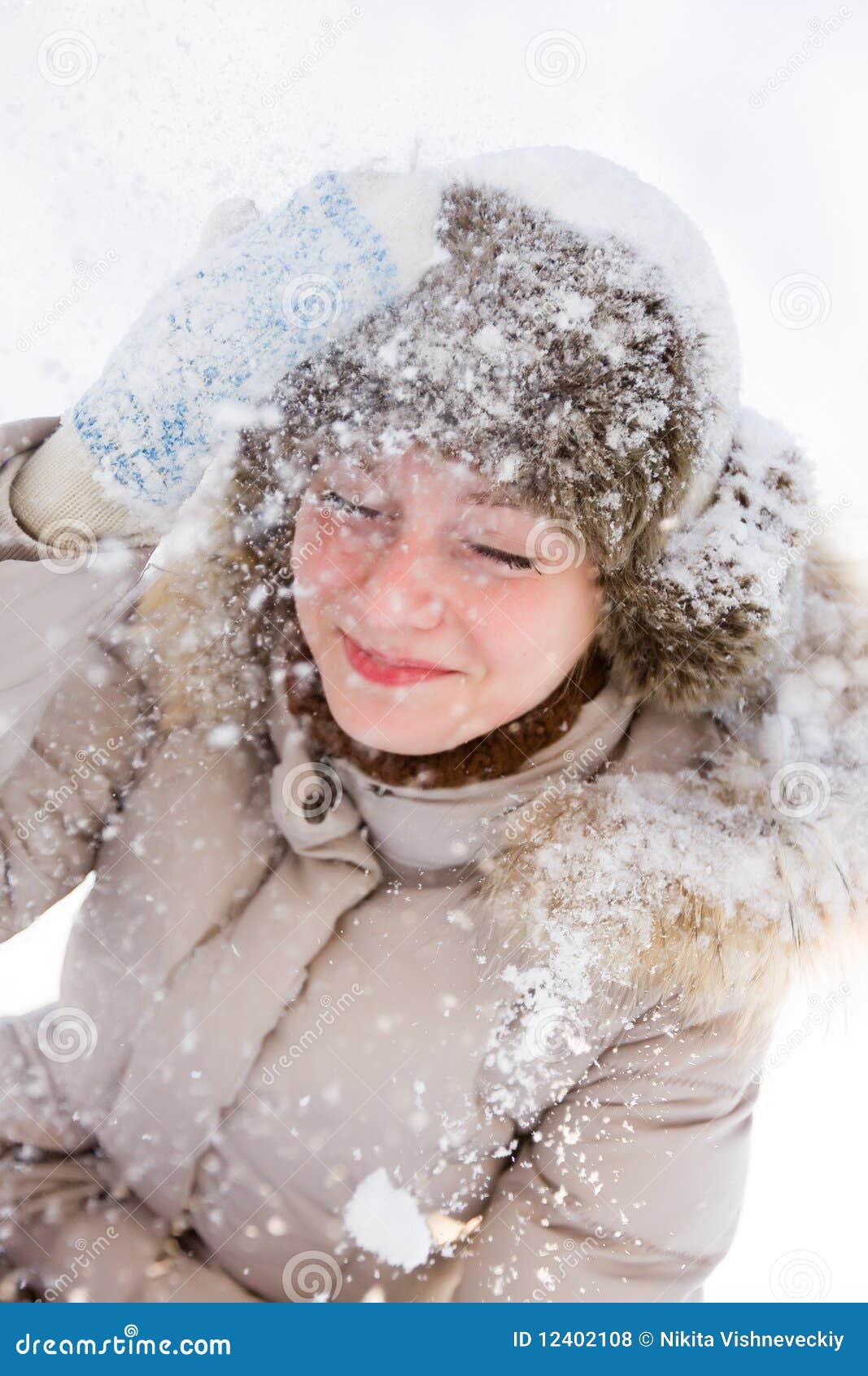 Snowing girl stock photo. Image of pour, glove, game - 12402108