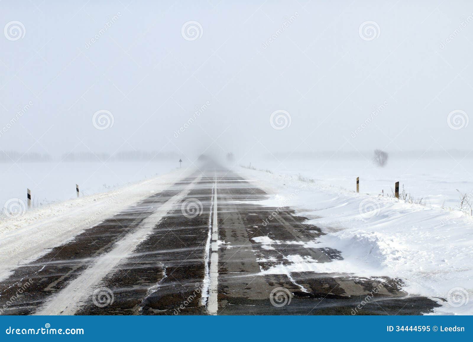Snowing Road stock image. Image of snow, slippery, desert - 34444595