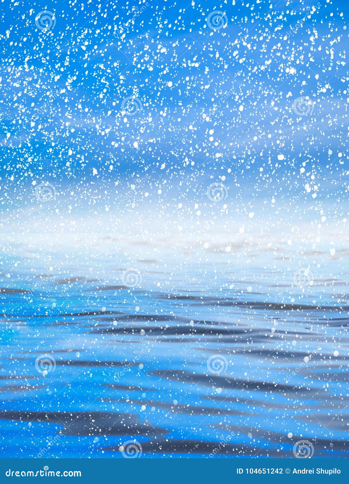 Snowing at Sea with a Beautiful Sky. Beautiful Background Stock Photo ...