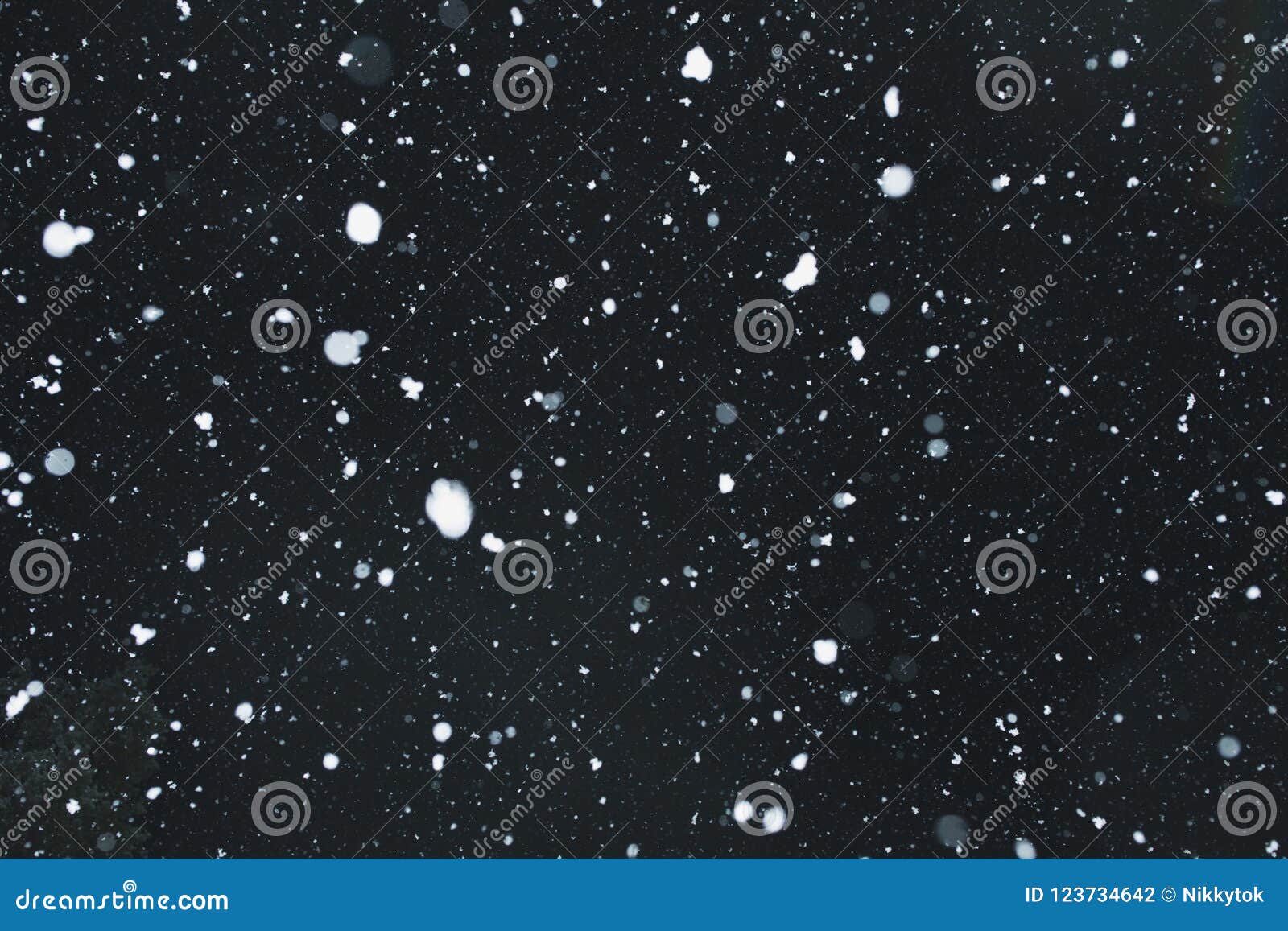 Snowing with Snowflakes on Black Background Stock Photo - Image of ...