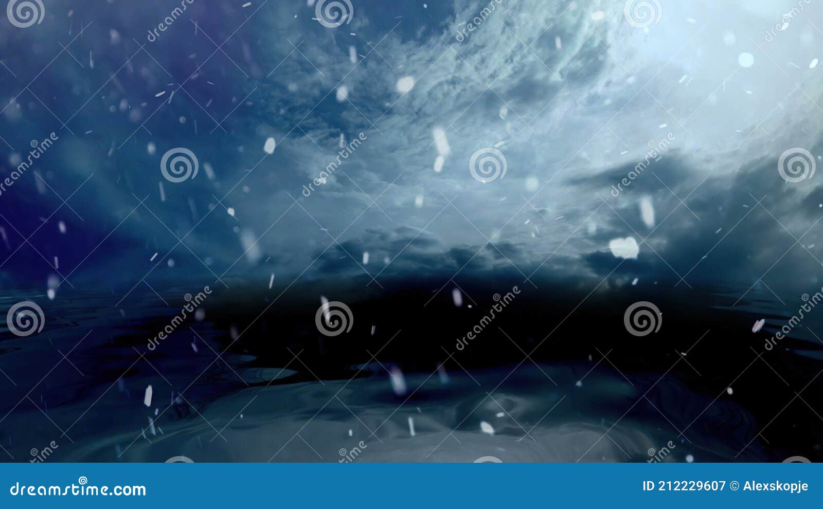 Snowing on Stormy Clouds Over Dark Ocean Stock Image - Image of drops ...
