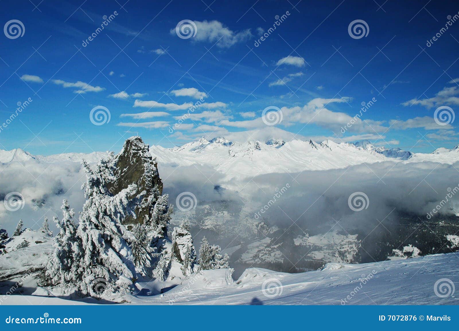 Snowing tops of mountain stock photo. Image of alps, view - 7072876
