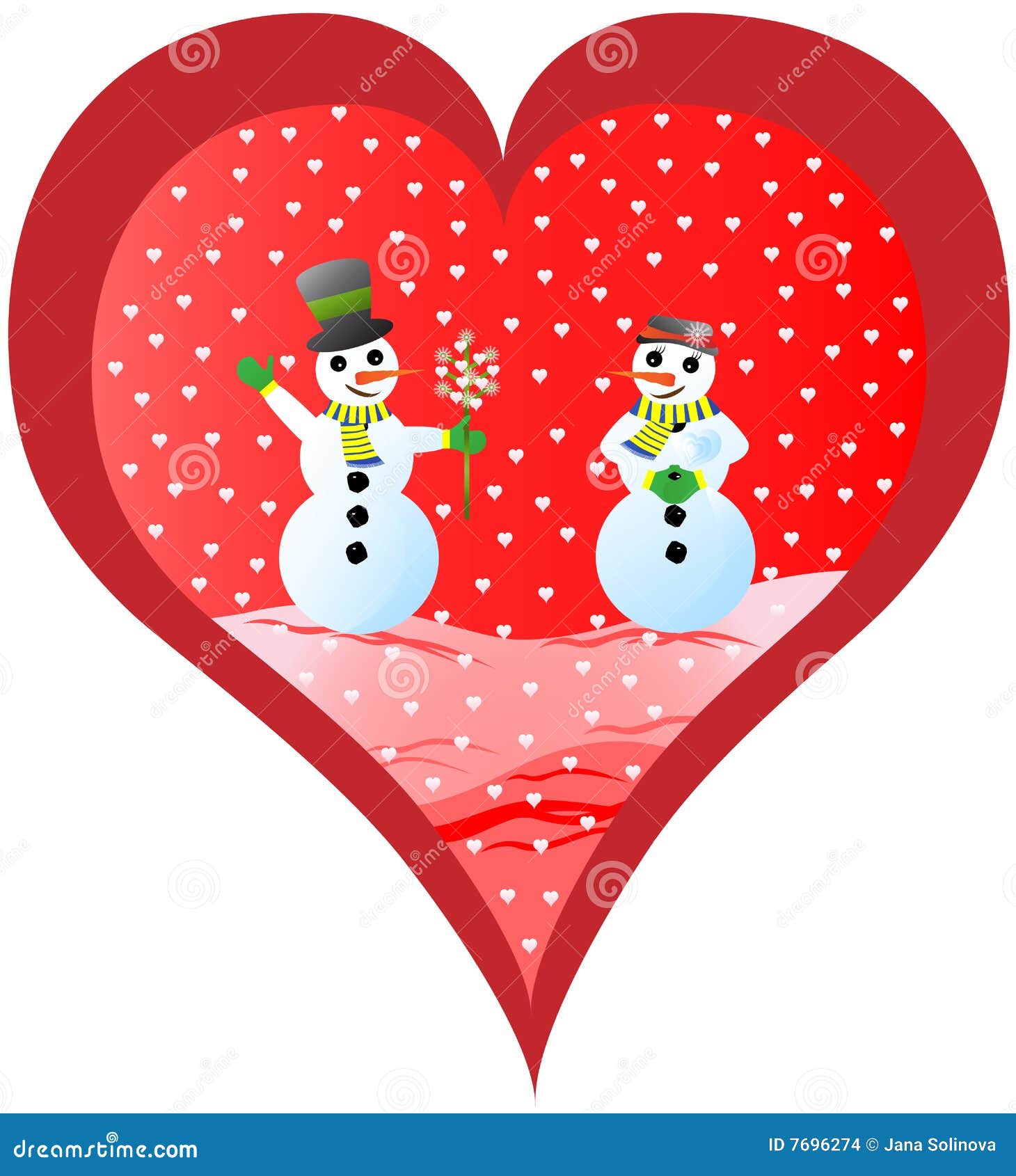 Snowlove stock vector. Illustration of love, snow, snowman - 7696274