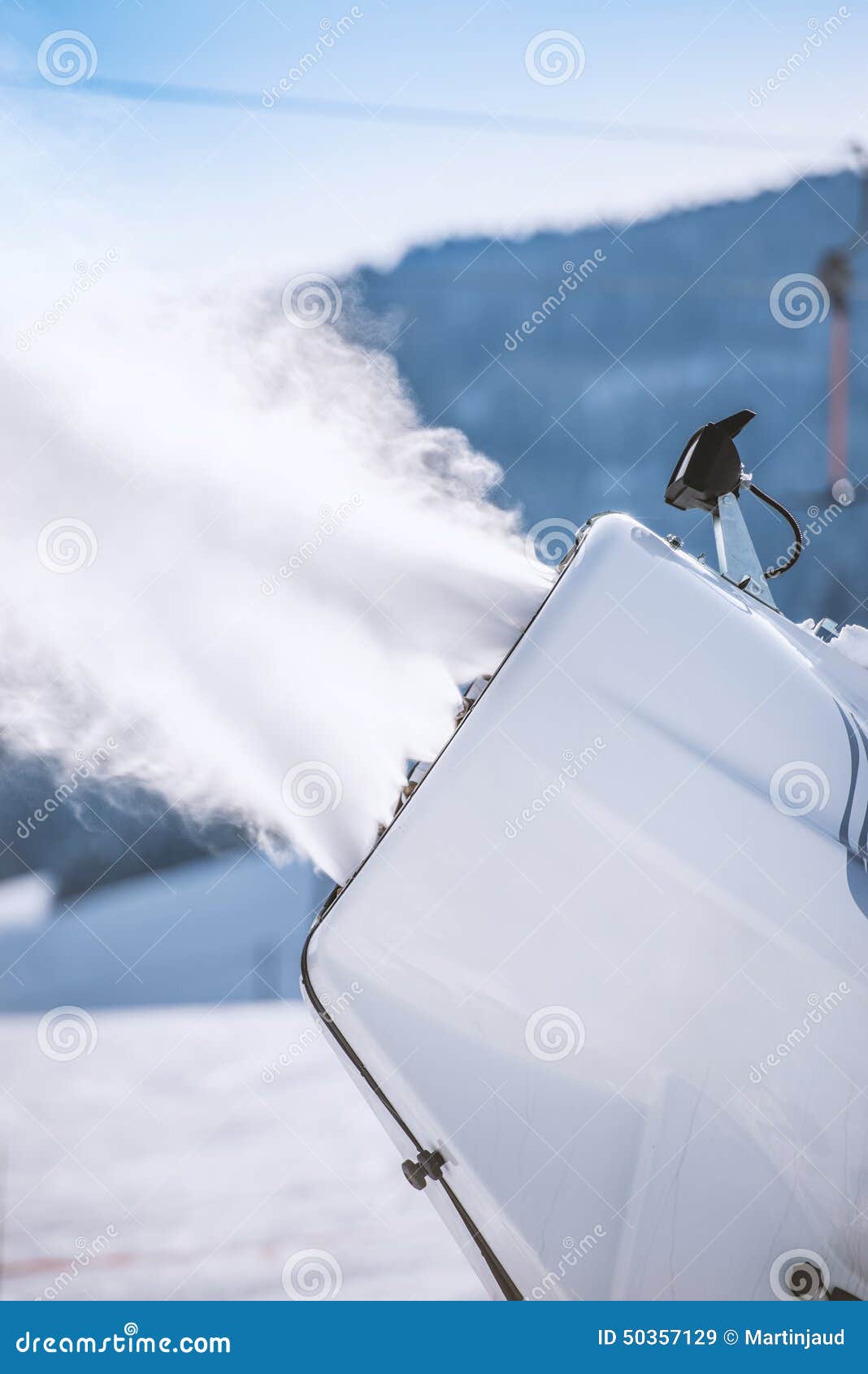 Snowmaker Spraying Water on a Ski Slope Stock Image - Image of mountain ...