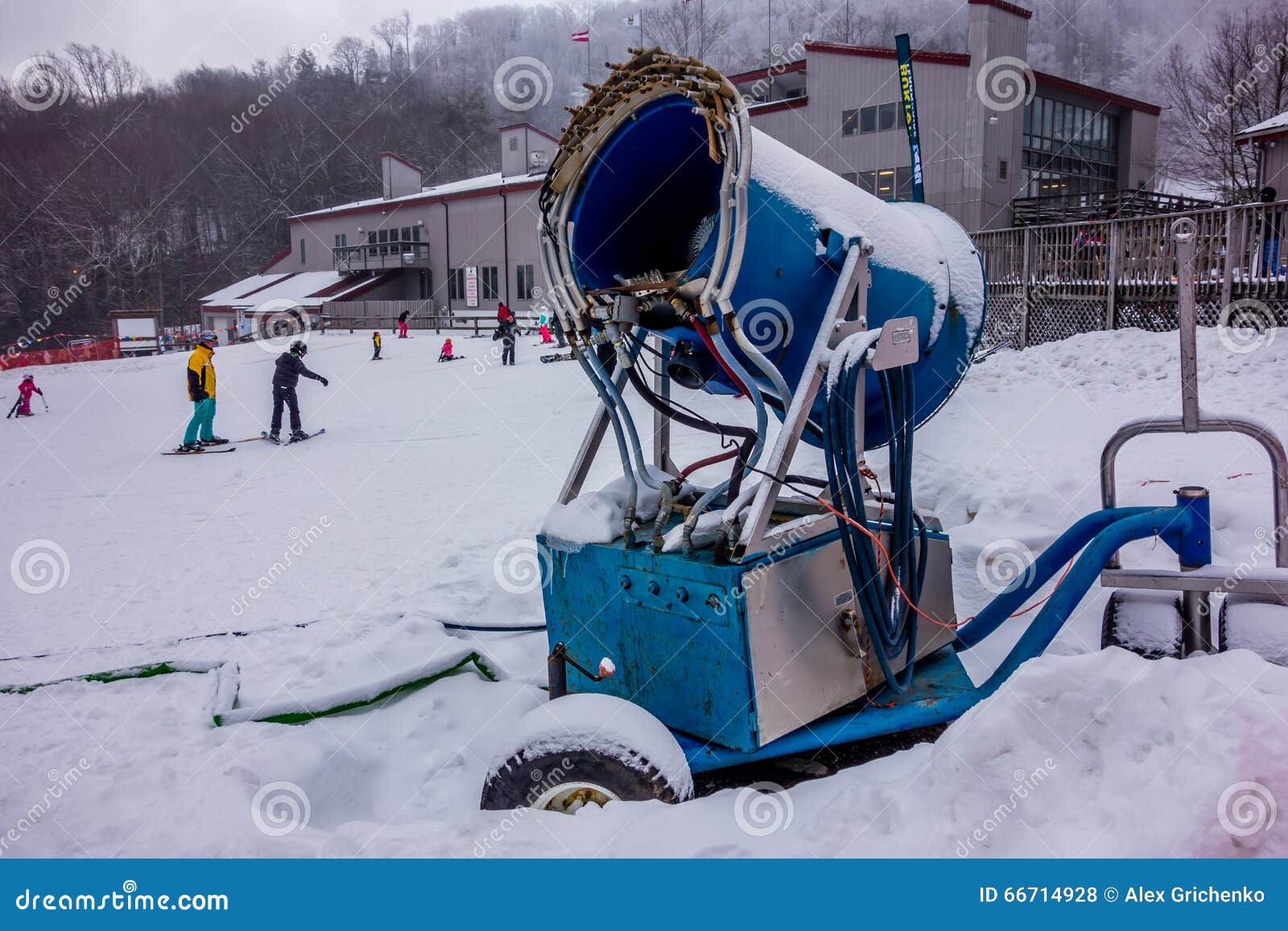 Snowmaking - Snow Cannon Working On The Slope Royalty-Free Stock Photo ...
