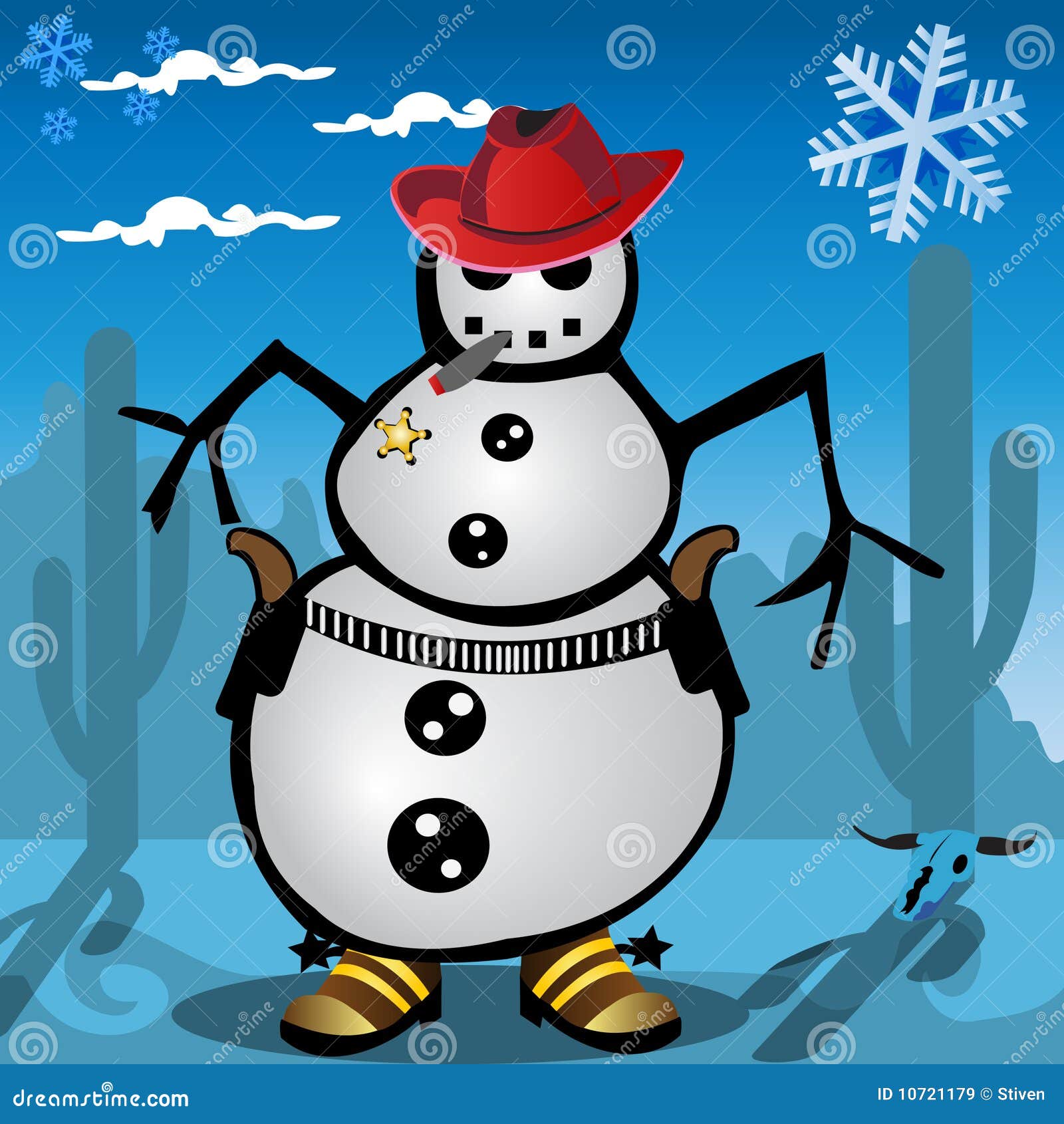 Snowman, Cactus And Oldman In Different Seasons And Weathers Stock ...