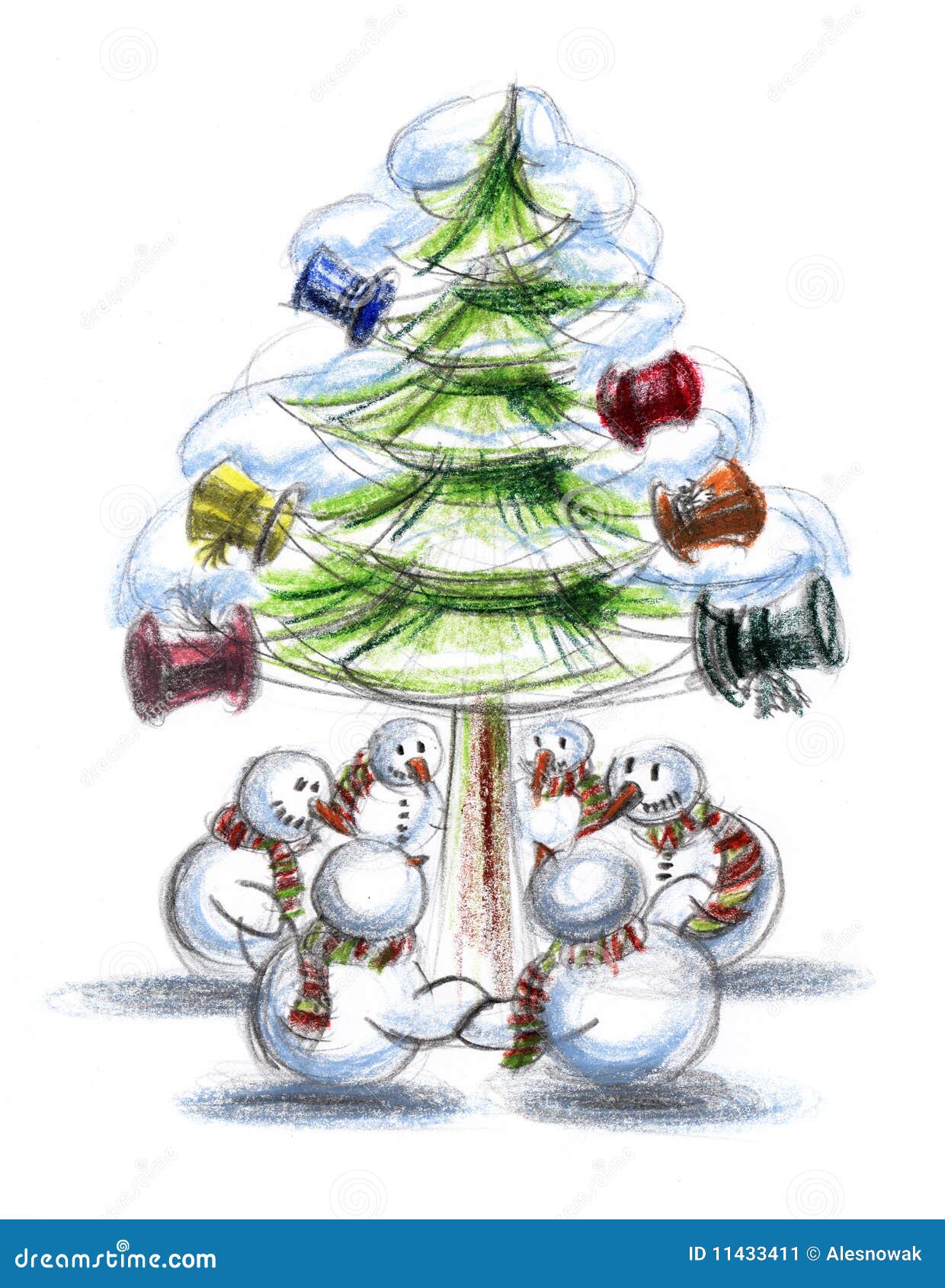 Snowman stock illustration. Illustration of snow, drawing - 11433411