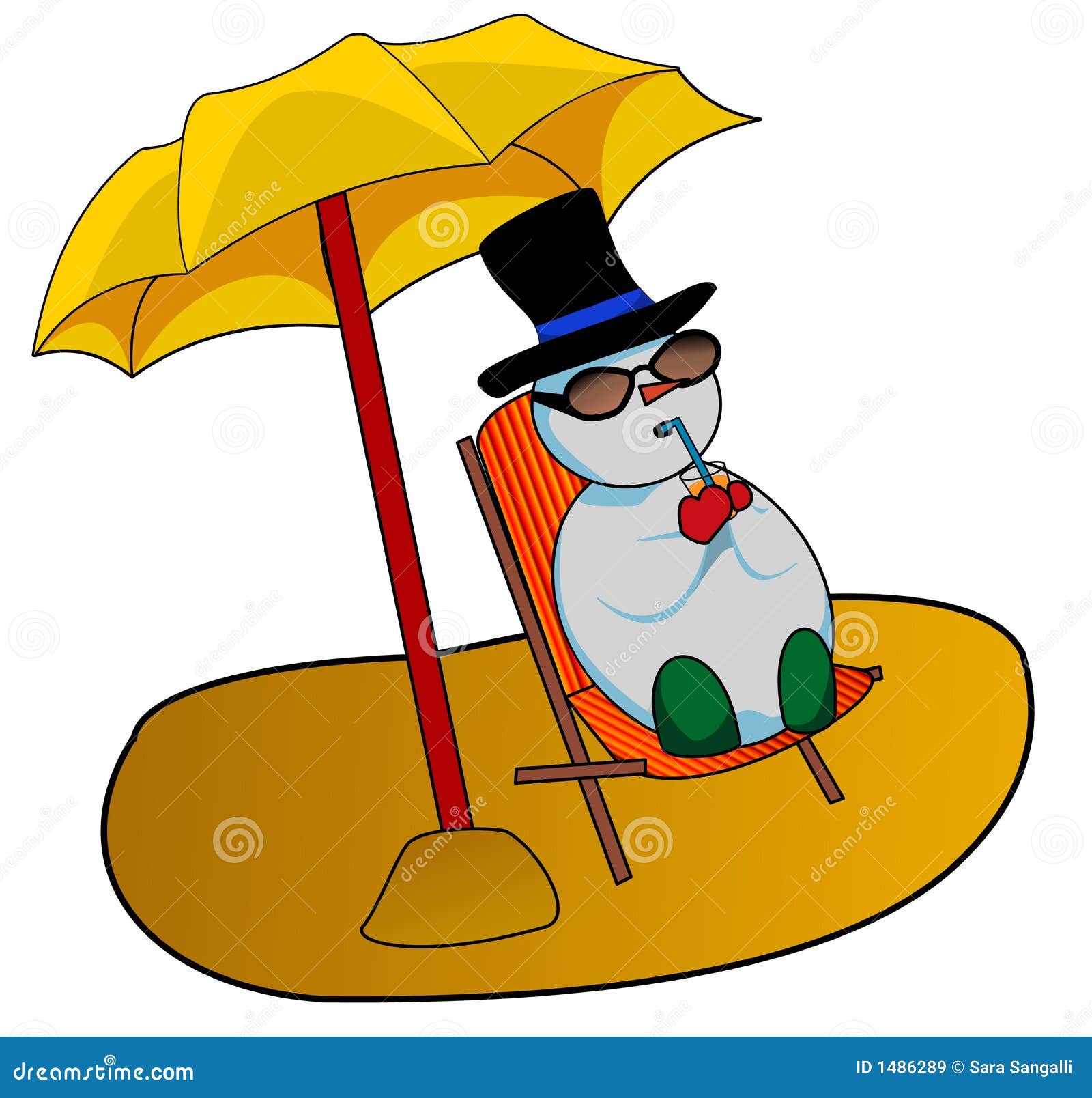 Snowman stock illustration. Illustration of cartoon, relax - 1486289