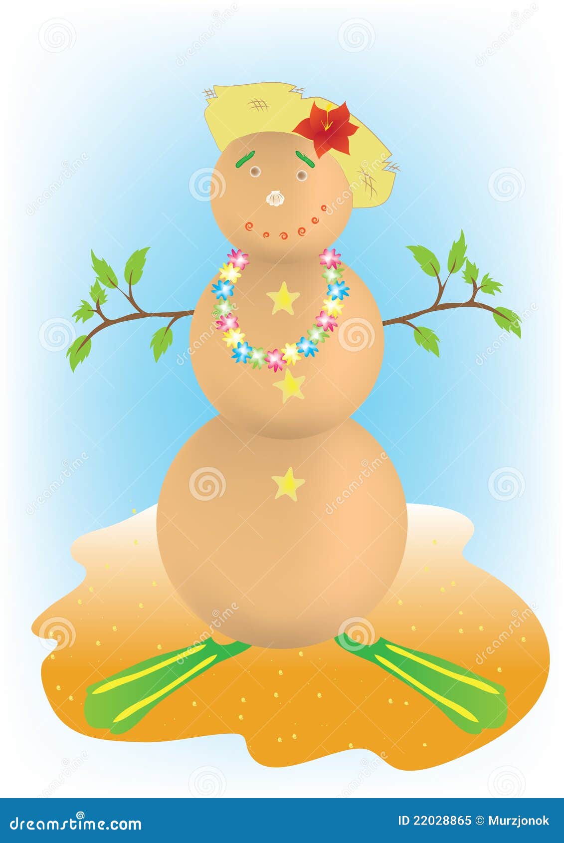 Snowman stock vector. Illustration of strawhat, summer - 22028865