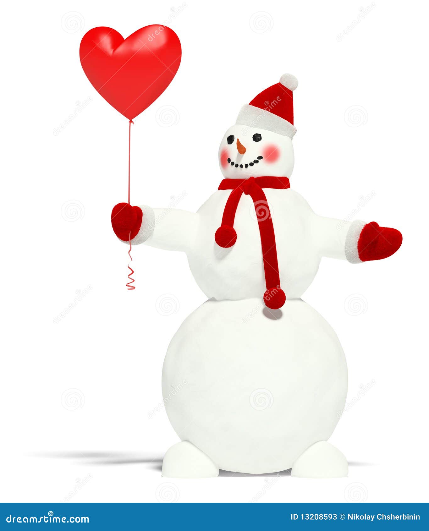 Snowman with balloon stock illustration. Illustration of balloon - 13208593