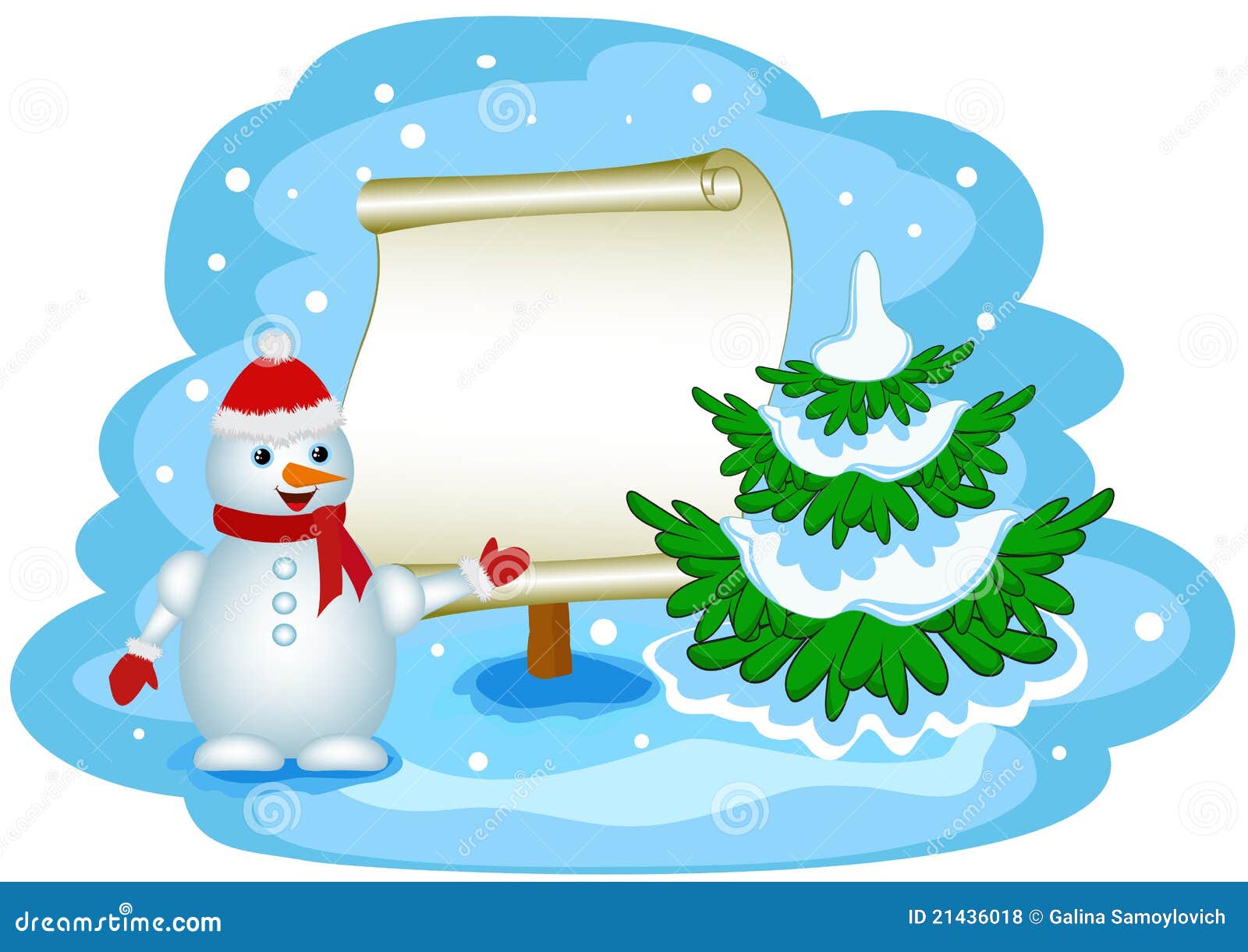 Snowman with banner stock vector. Illustration of blue - 21436018