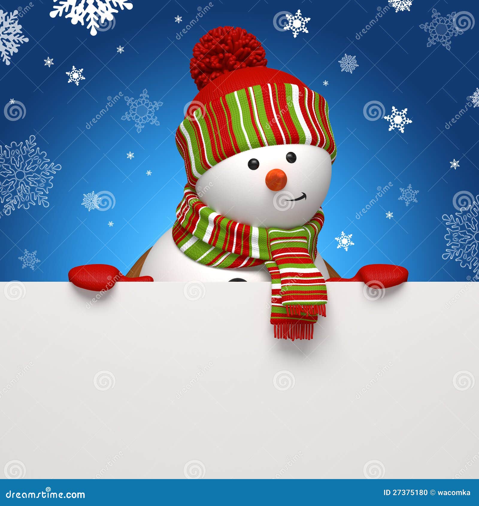 Snowman banner on blue stock illustration. Illustration of isolated ...