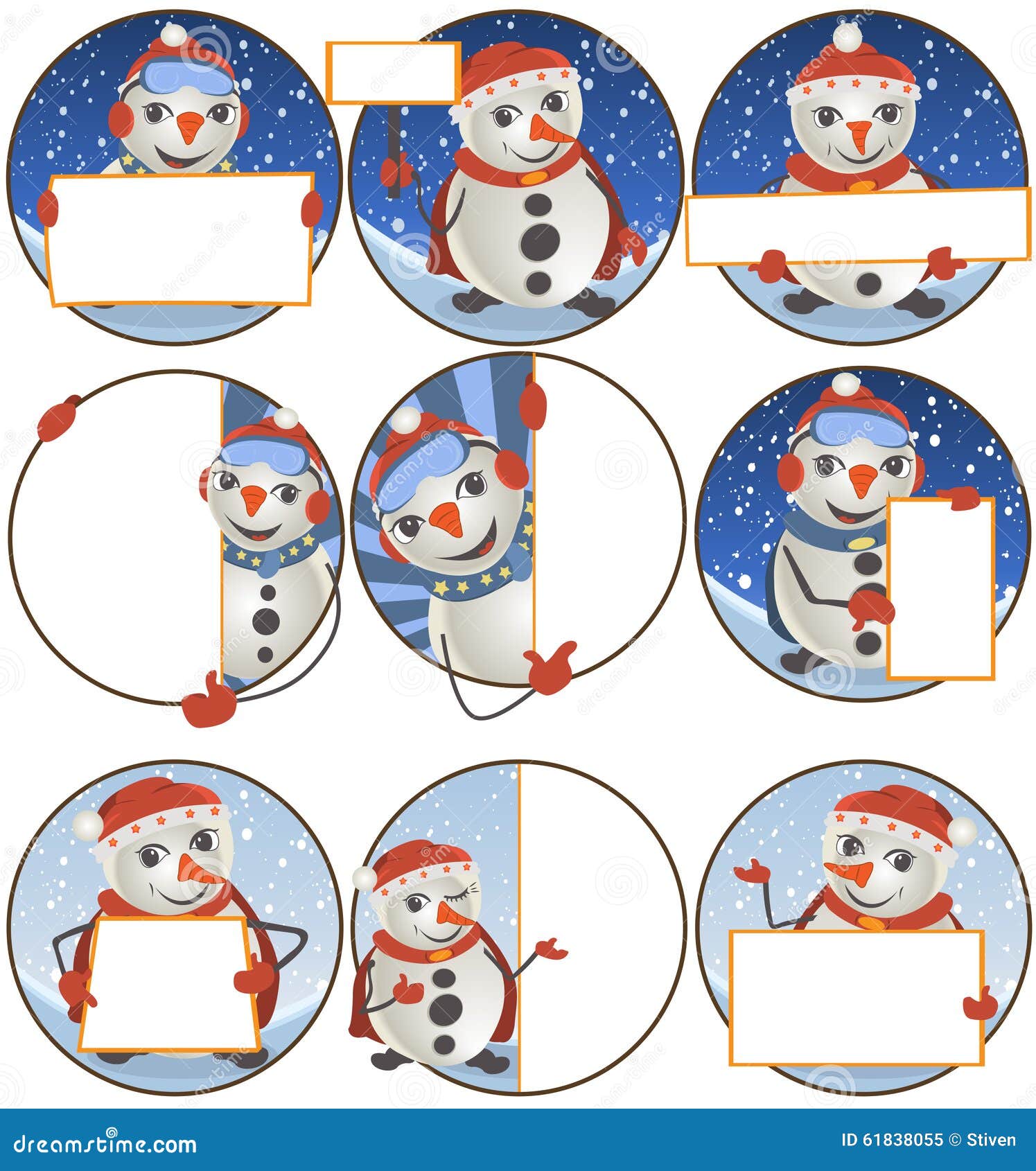 Snowman with banner stock vector. Illustration of message - 61838055