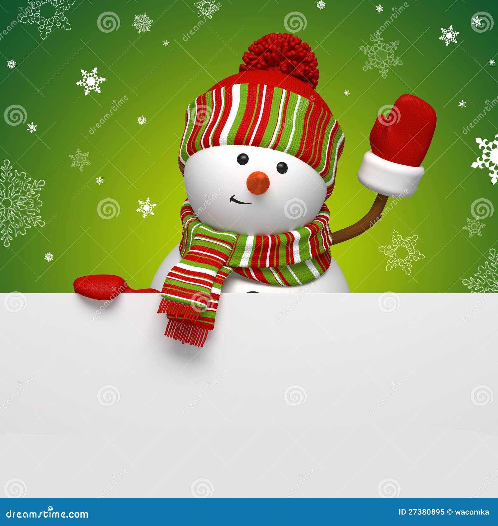 Snowman banner on green stock illustration. Illustration of green ...