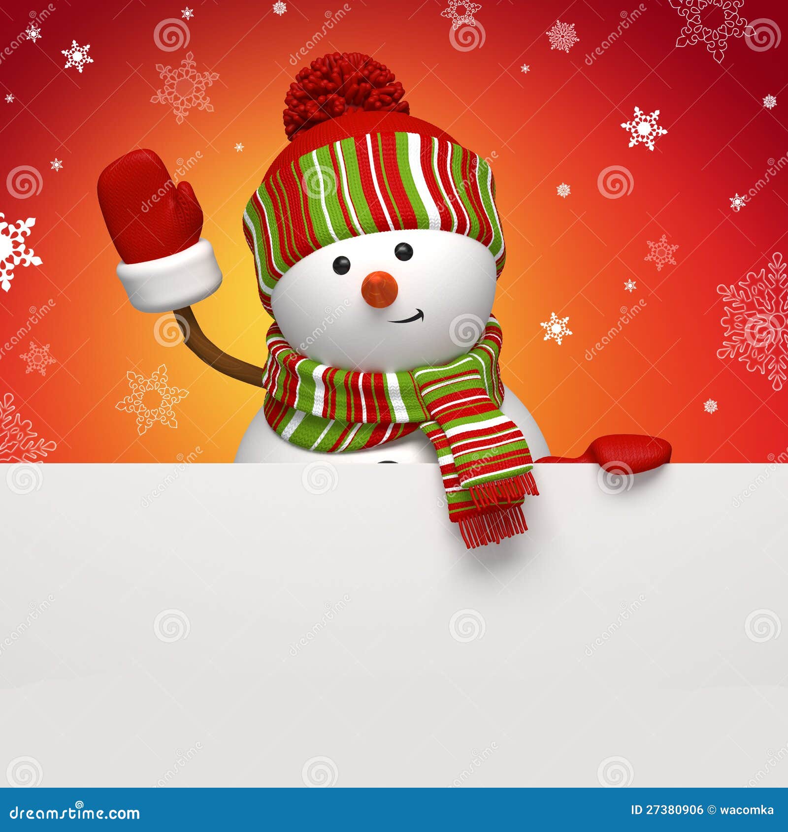 Snowman banner on red stock illustration. Illustration of celebrate ...