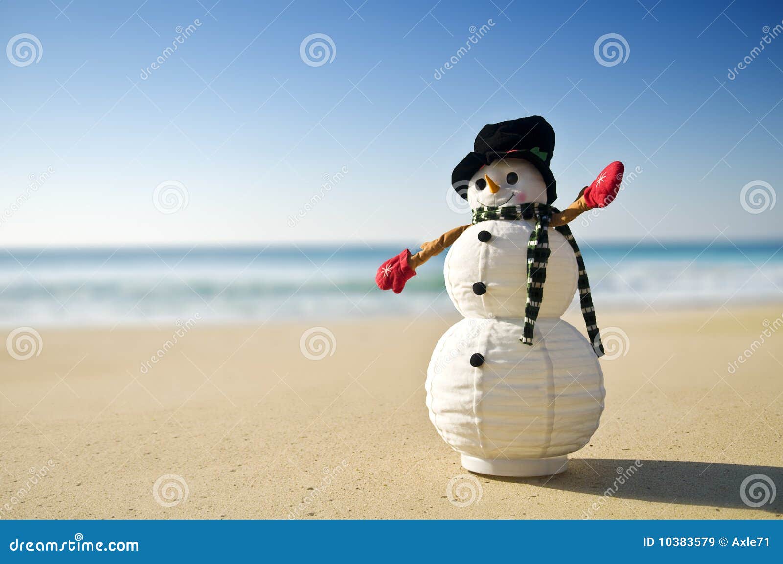 Snowman at the beach stock image. Image of blue, christmas - 10383579