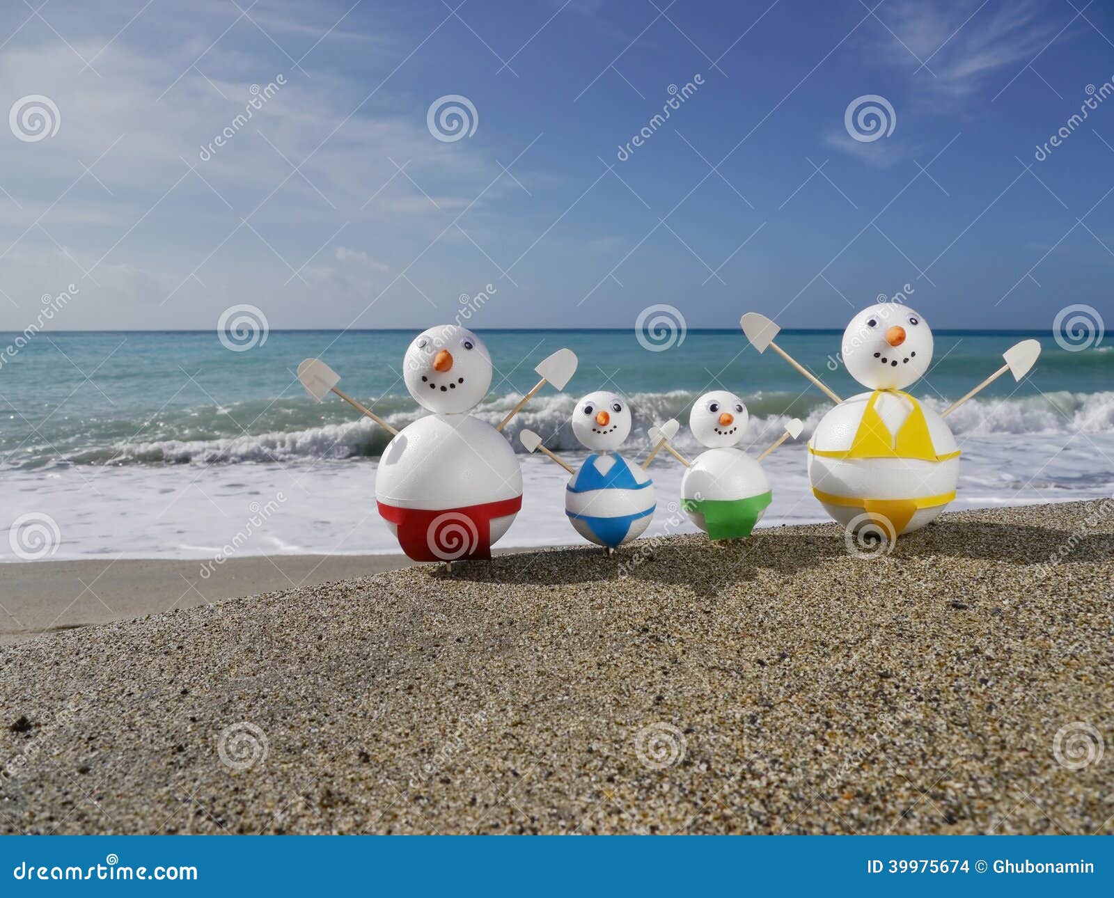 Snowman beach vacation stock photo. Image of happiness - 39975674
