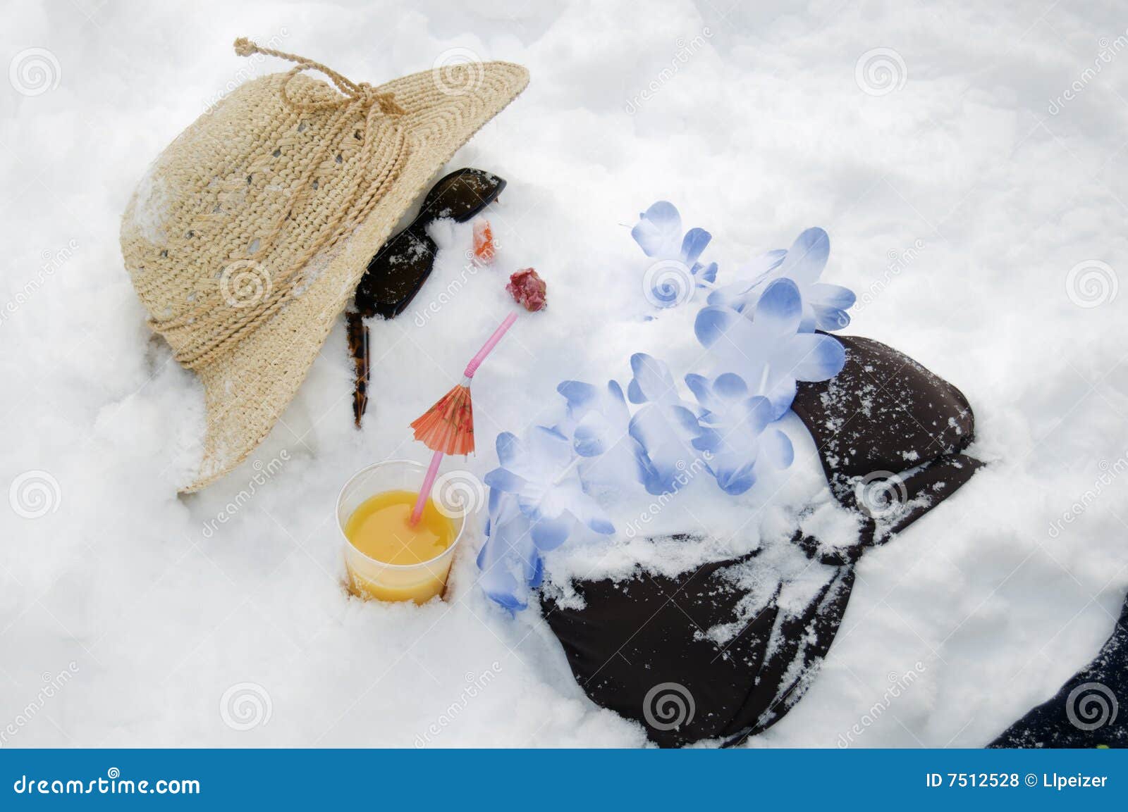 Snowman in Bikini stock photo. Image of winter, reclining - 7512528