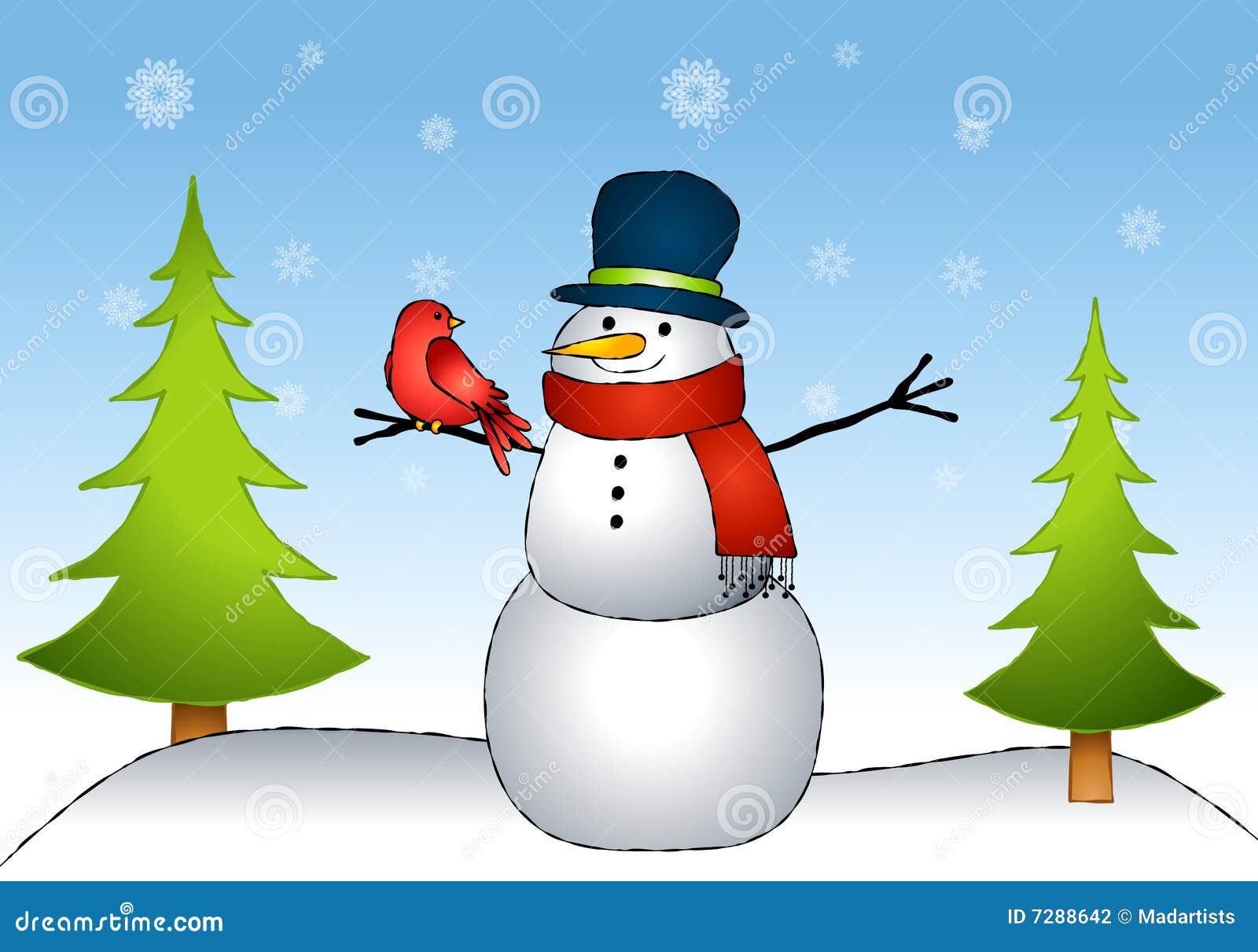 Snowman Bird Friends stock illustration. Illustration of illustrations ...