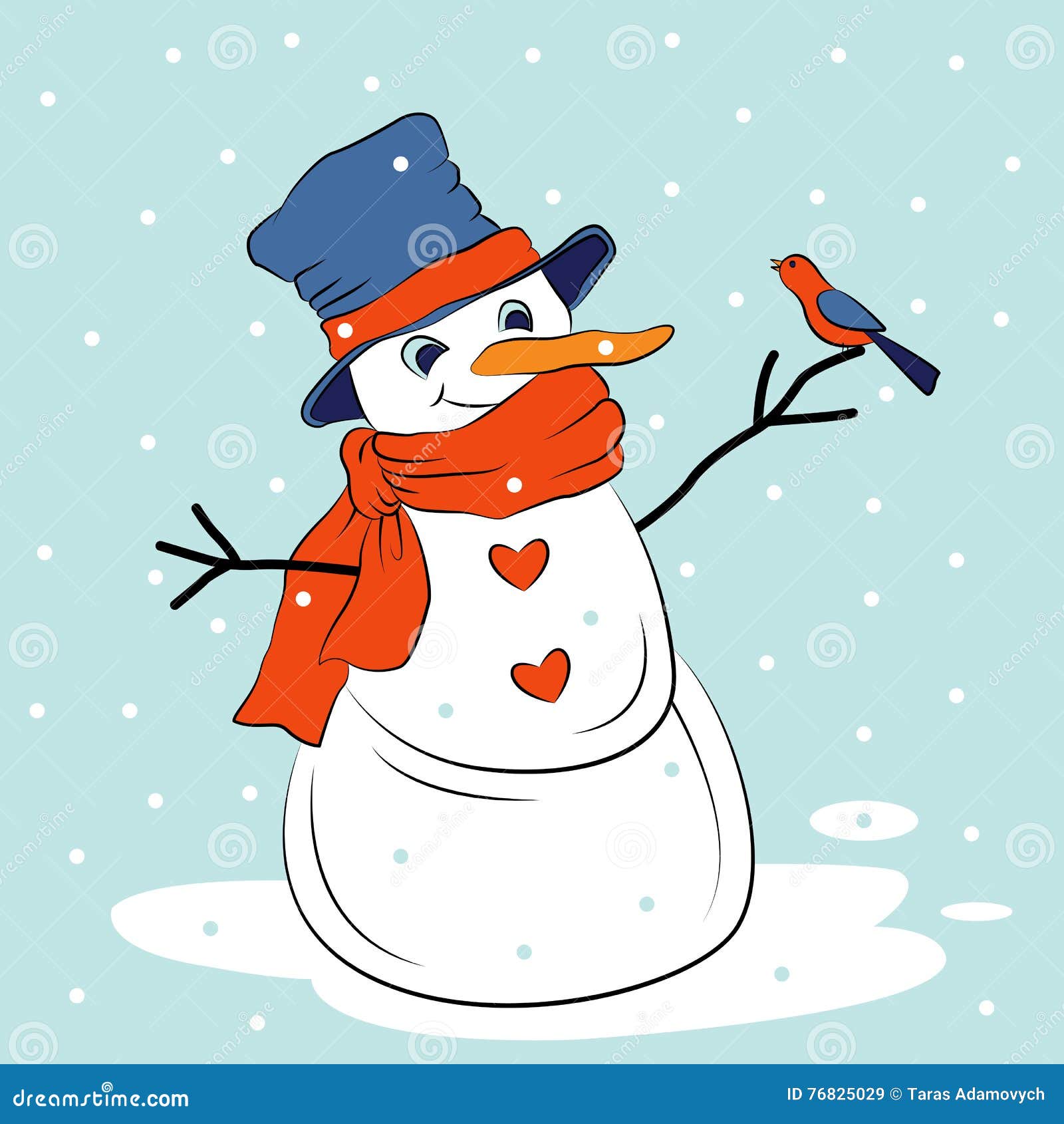 Snowman and Bird Isolated Vector Illustration Stock Vector ...