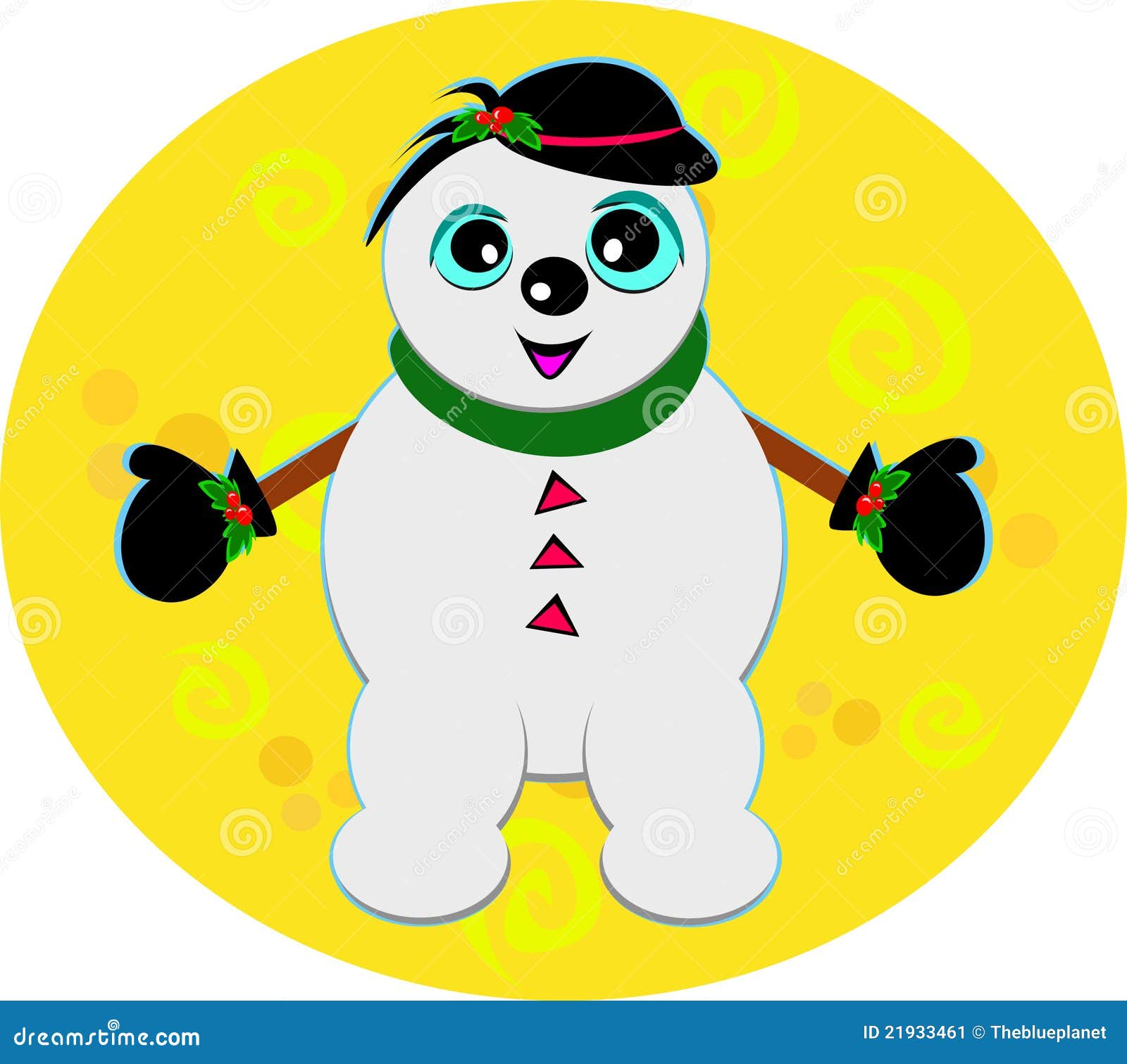 Snowman with Black Cap stock vector. Illustration of sweet - 21933461