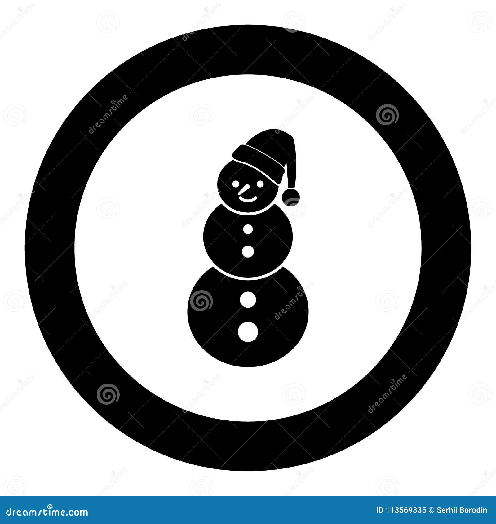 Snowman Black Icon in Circle Stock Vector - Illustration of holiday ...