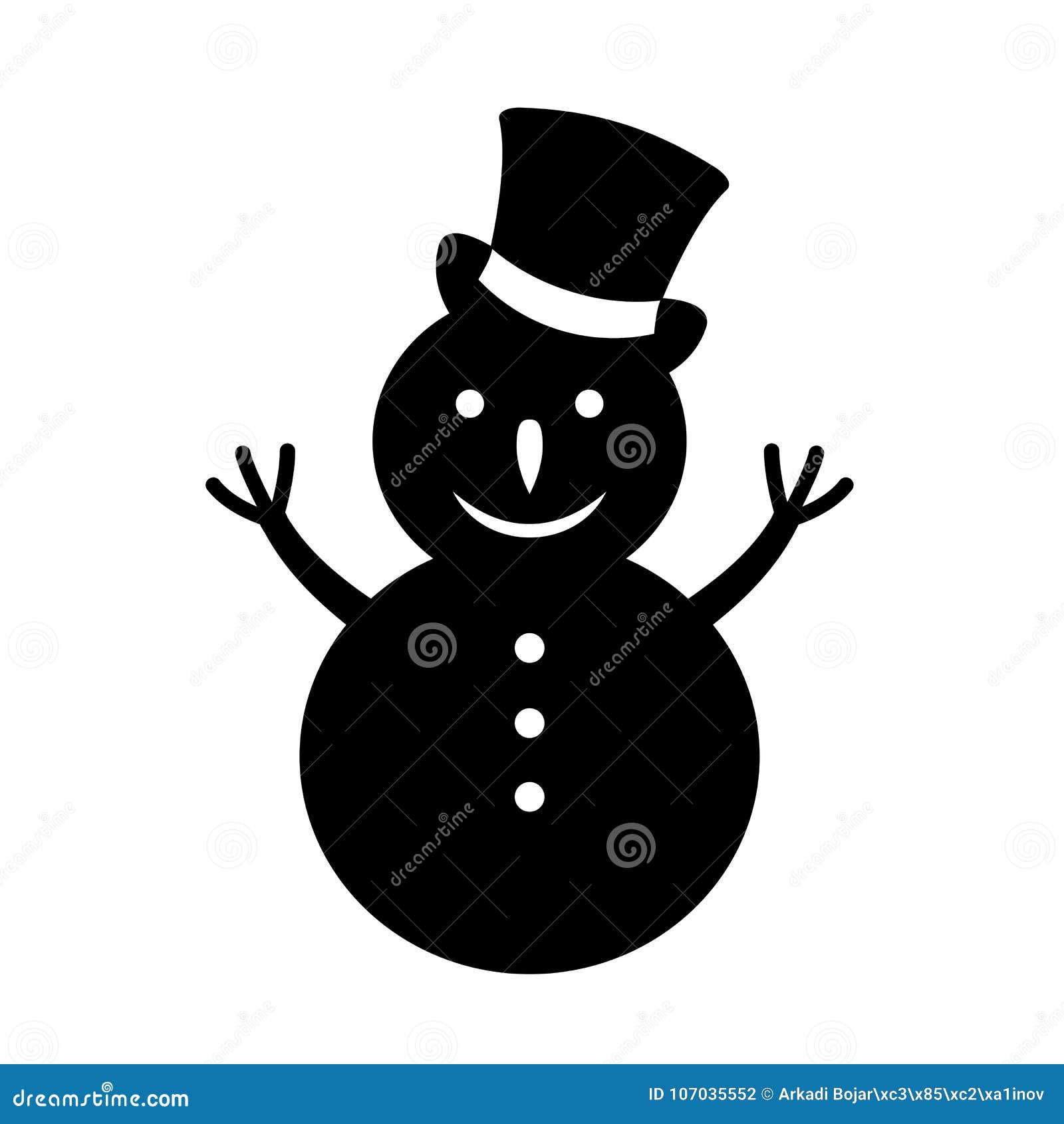 Snowman Black Silhouette. Isolated Contour Element Image Cartoon Vector ...